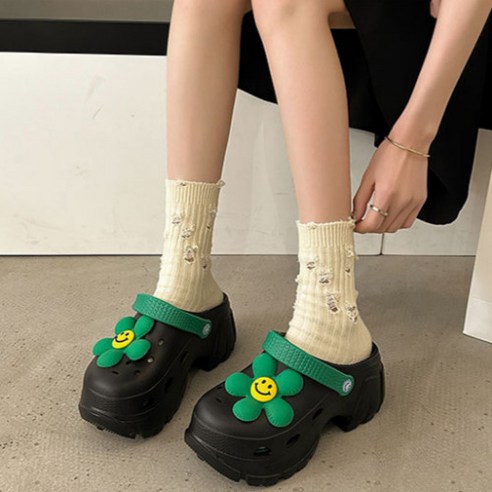 Sun Moon Jeon麵包EVA花長腿厚跟高跟涼鞋7cm拖鞋美甲美容院B-S064 酷澎 - 天天低價，你的日常所需都在酷澎