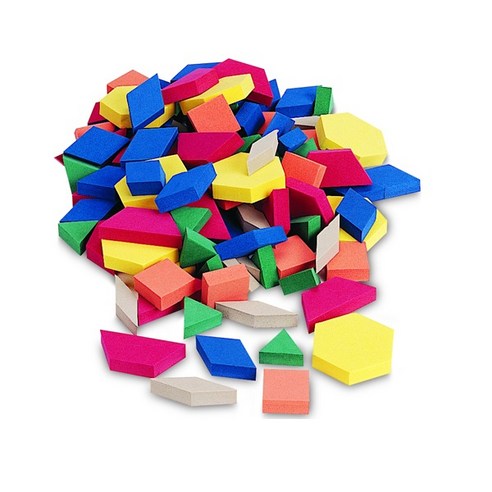 [Learning Resources] 플라스틱 패턴 블록 Plastic Pattern Blocks 0.5cm (Set of 100), 도형 조각 두께 0.5cm - 100개 ...
