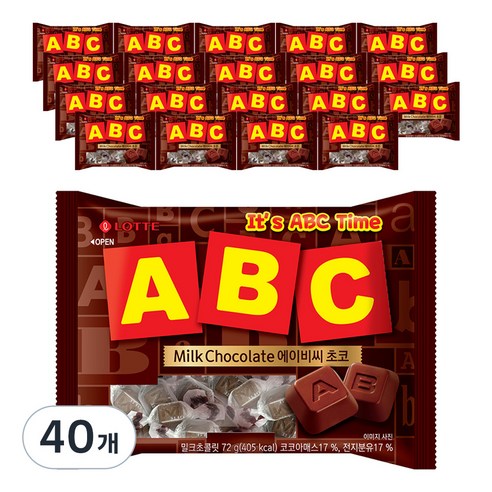 '롯데웰푸드 ABC 초코, 72g, 40개' 최저가 검색, 최저가 49,600원 - 할인 알림