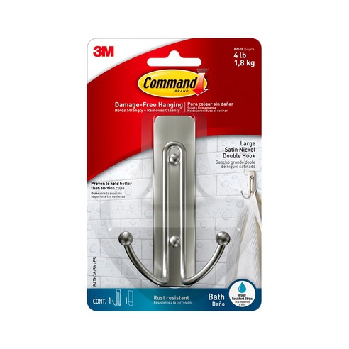 3M Command 無痕 金屬防水雙鉤 大型 BATH36-SN-ES 酷澎 - 天天低價，你的日常所需都在酷澎