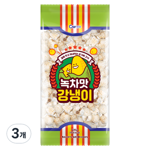 청우식품 녹차맛 강냉이, 3개, 235g - 가격 변동 추적 그래프 - 역대가