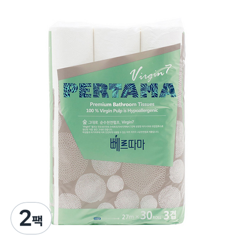 뻬르따마 천연펄프 두루마리 화장지 3겹 27m, 30개입, 2개 - 가격 변동 추적 그래프 - 역대가