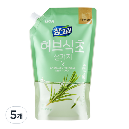 CJ LION 참그린 허브식초 리필 주방세제, 900g, 5개 - 가격 변동 추적 그래프 - 역대가