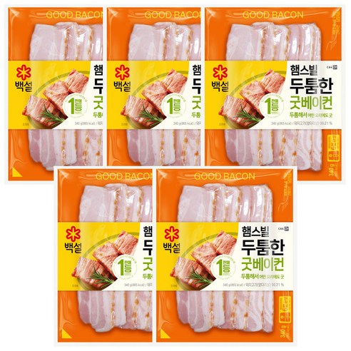 CJ 백설 햄스빌 두툼한 굿베이컨, 340g, 5개 - 베이컨 | 쿠팡