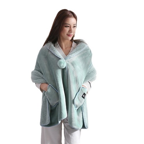 ANKRIC 입는담요 목도리 담요 양털 담요 간단한 여성 플란넬 담요 겨울 두꺼운 이중층 양털 담요 다기, Matcha 그린, 65 * 170