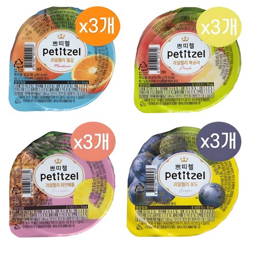 CJ 쁘띠첼 과일젤리 포도90gx3+복숭아90gx3+망고90gx3+파인애플90gx3 - 젤리 | 쿠팡