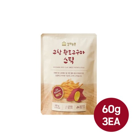 '상하농원 고창 황토고구마스틱 60g 3개입/달콤바삭 꿀고구마스틱, 60g, 3개' 최저가 검색, 최저가 11,400원 - 할인 알림