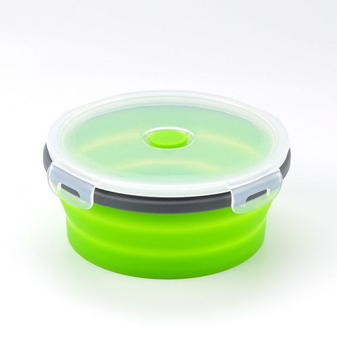 Round Silicone Folding Lunch Box Set Microwave Folding Bowl Portable ...