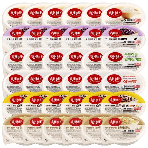 'CJ 햇반 210g 6종 36개(백미밥6+흑미밥6+발아현미6+오곡밥6+잡곡밥6+현미쌀밥6)' 최저가 검색, 최저가 53,300원 - 할인 알림