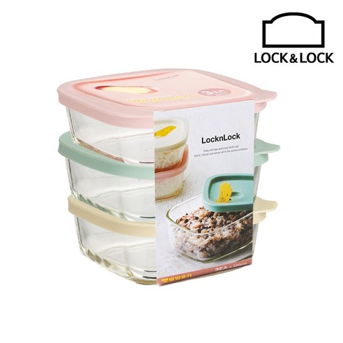 유니코시 락앤락 햇쌀밥내열유리용기 320ml 3p, 내열유리용기 320..., 1세트 - 밀폐용기/세트 | 쿠팡