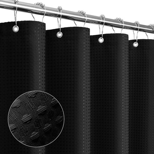 GiBELL 벨e 긴 샤워 커튼 182.9 x 198.1cm(72 78인치) 톨 와플 위브 텍스처 패브릭 커튼 욕실용 발수 ...