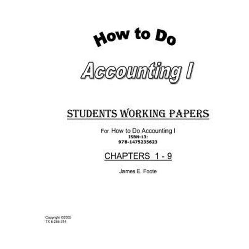 How to Do Accounting I Student Working Papers Paperback, Createspace ...