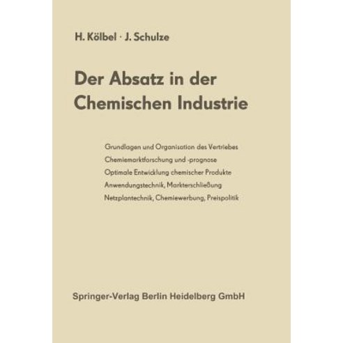 Der Absatz in Der Chemischen Industrie Paperback, Springer - 가격 변동 추적 ...